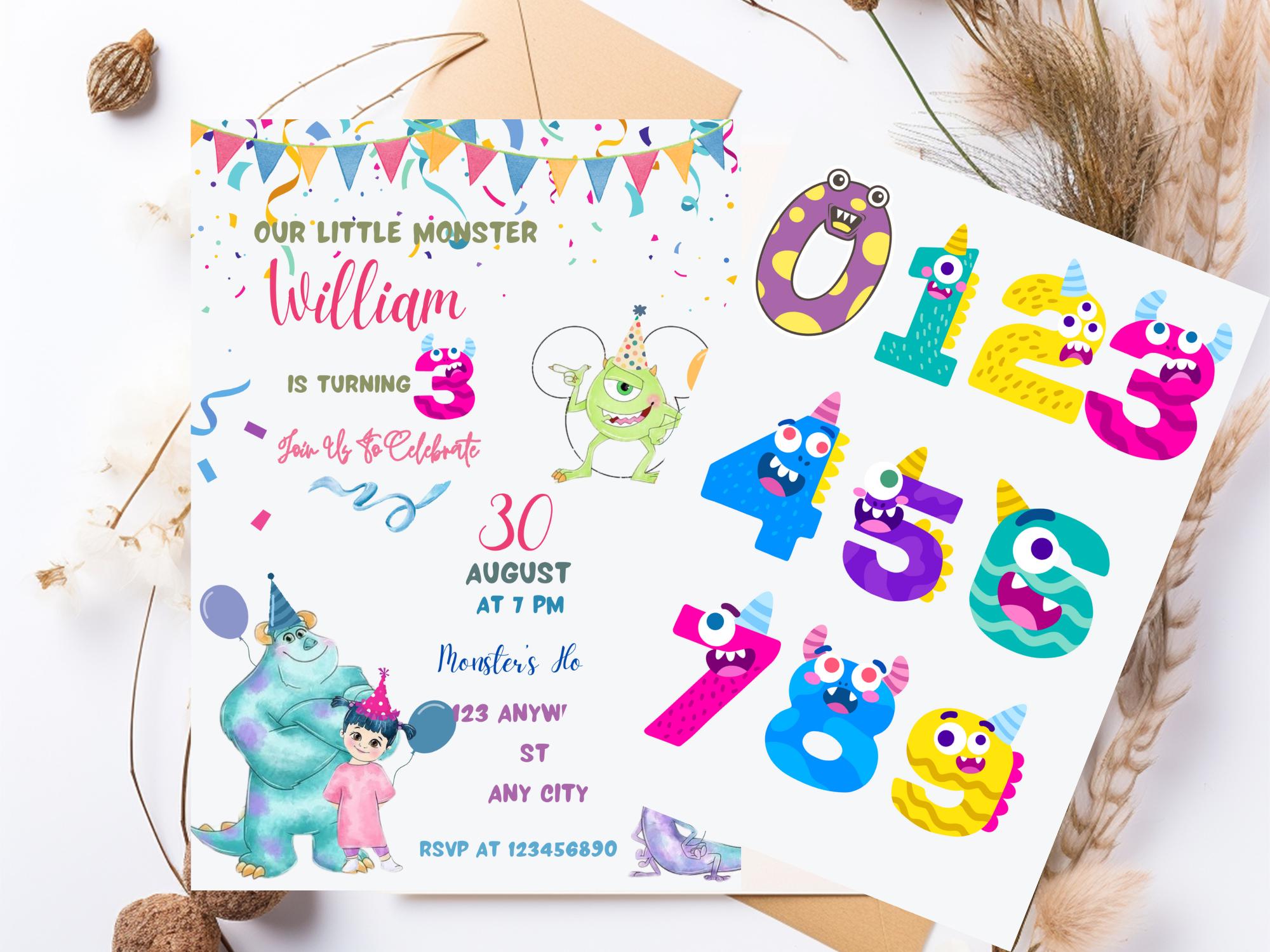 Editable Monster Birthday Invitation Printable Monster University ...