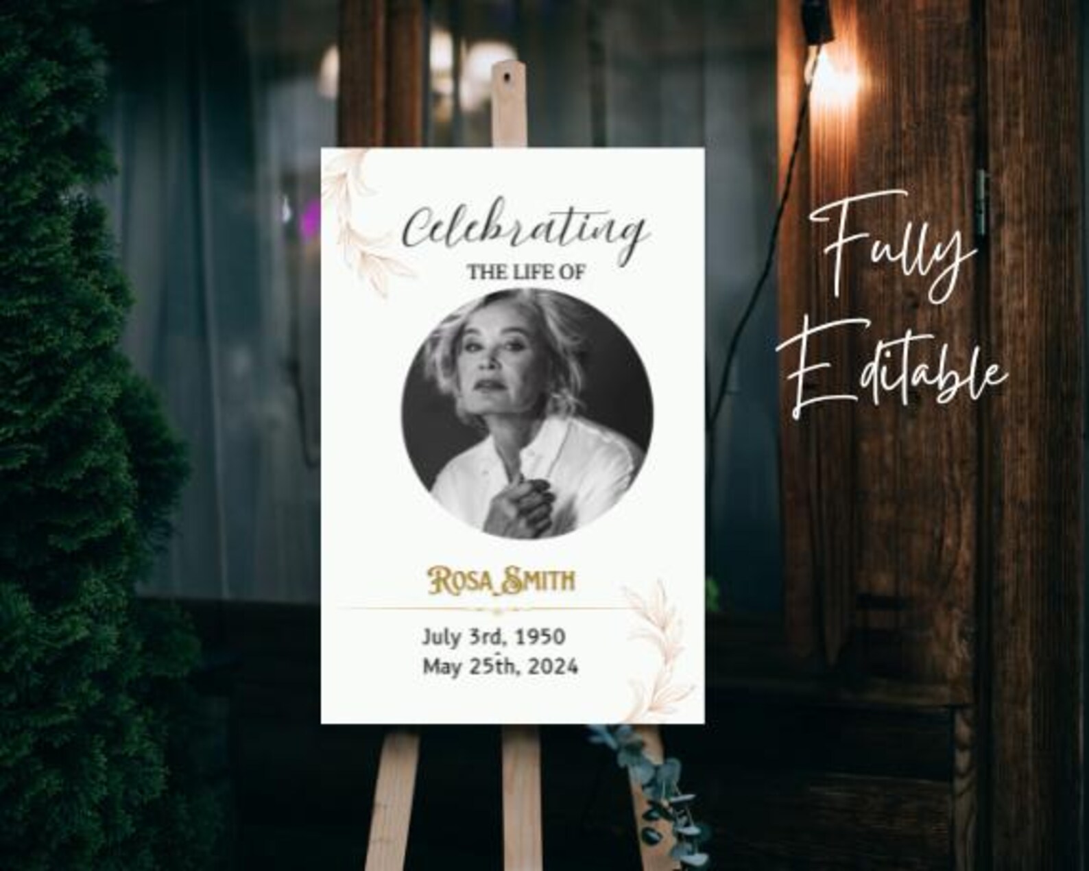 Editable Funeral Welcome Sign Template, Printable Celebration of Life ...