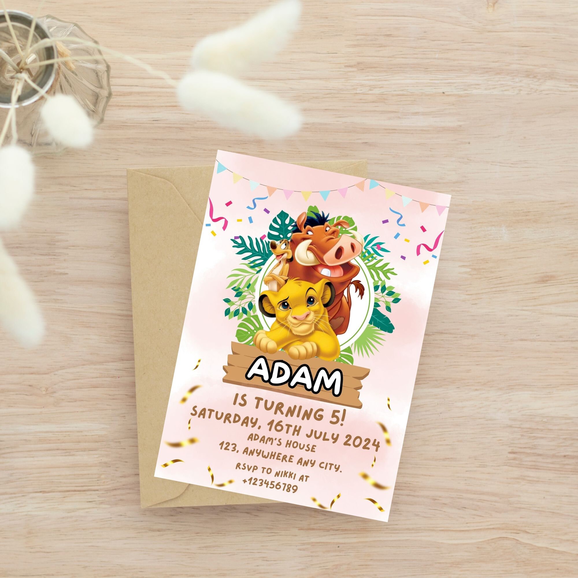 Lion King Birthday Invitation, Simba Invite, Printable Editable Party ...