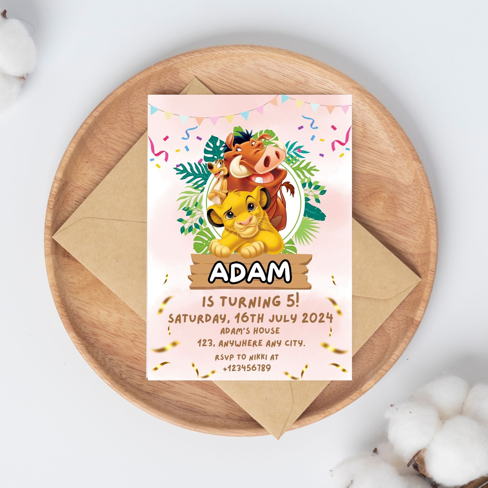 Lion King Birthday Invitation, Simba Invite, Printable Editable Party ...