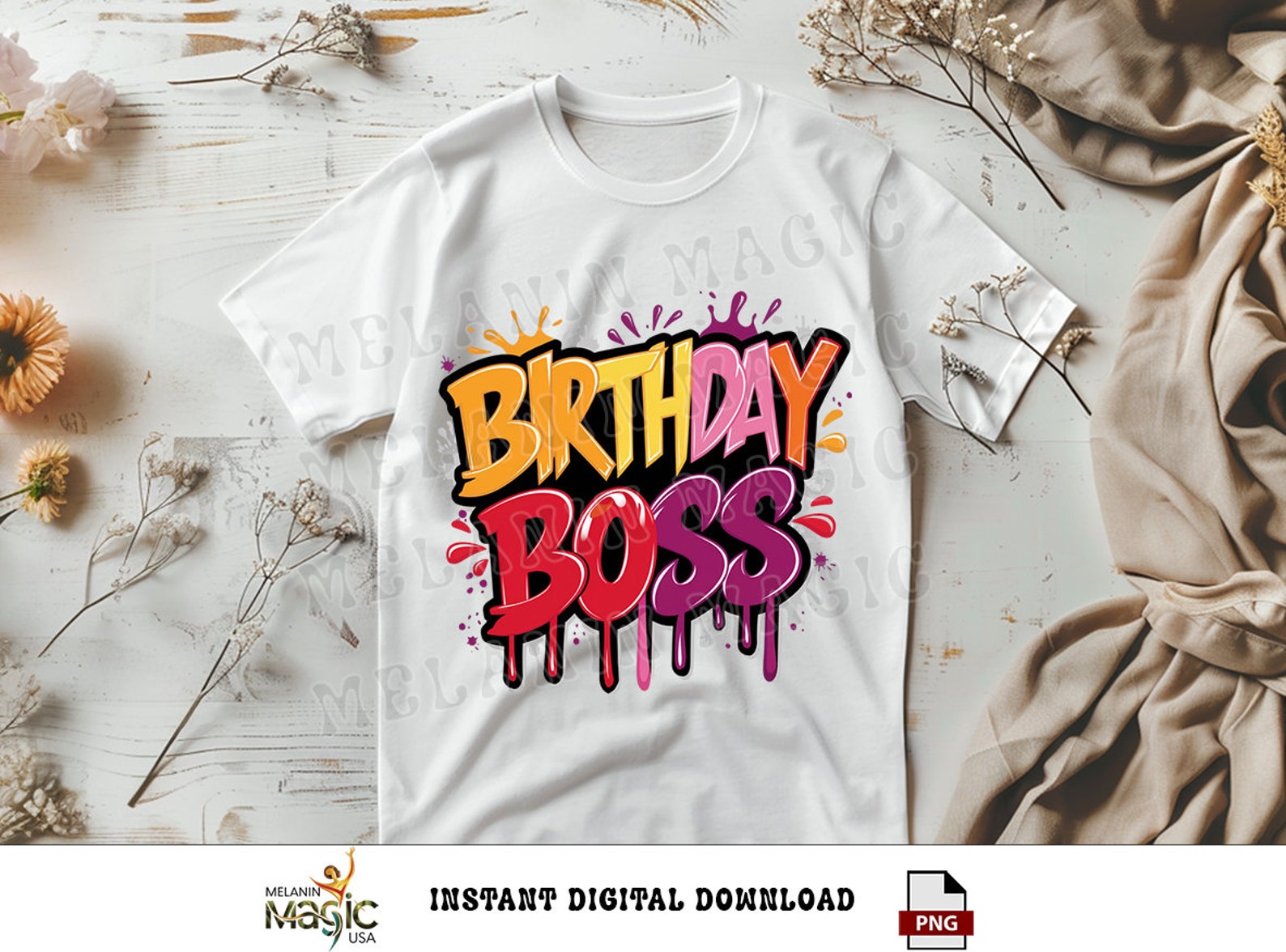 Birthday Boss Png Sublimation Design, Graffiti Birthday Png, Colorful ...