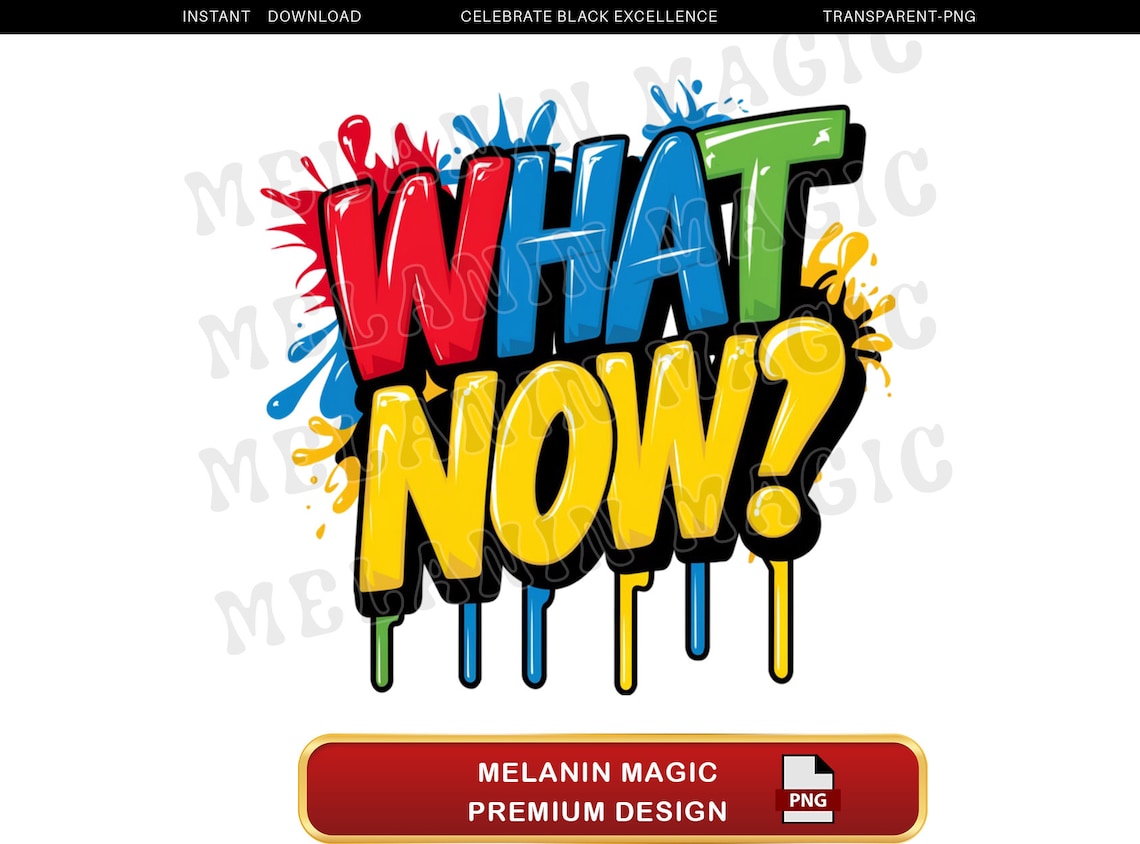 What Now? Png Sublimation Design, Artistic Png, Vibrant Text Png ...
