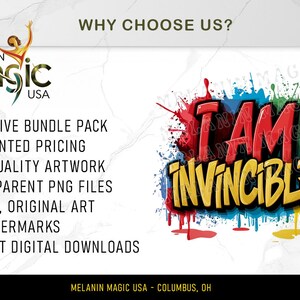 I Am Invincible Png Sublimation Design, Graffiti Style Png, Bold Colors ...