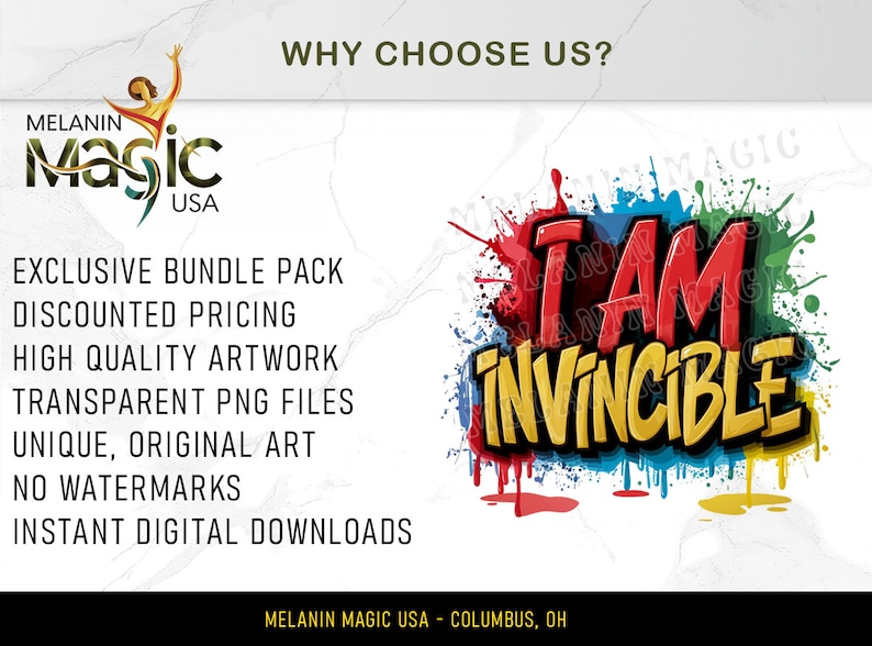 I Am Invincible Png Sublimation Design, Graffiti Style Png, Bold Colors ...