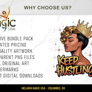 Keep Hustling Png Sublimation Design, Motivational Png, Gold Crown Png ...