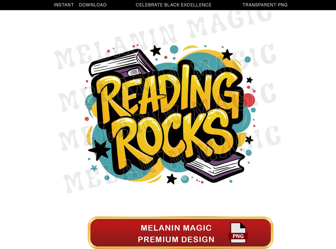 Reading Rocks Png Sublimation Design, Fun Reading Png, Cartoon Books ...