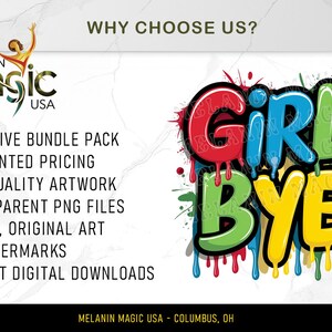 Girl Bye Png Sublimation Design, Colorful Text Art, Dripping Paint Png ...
