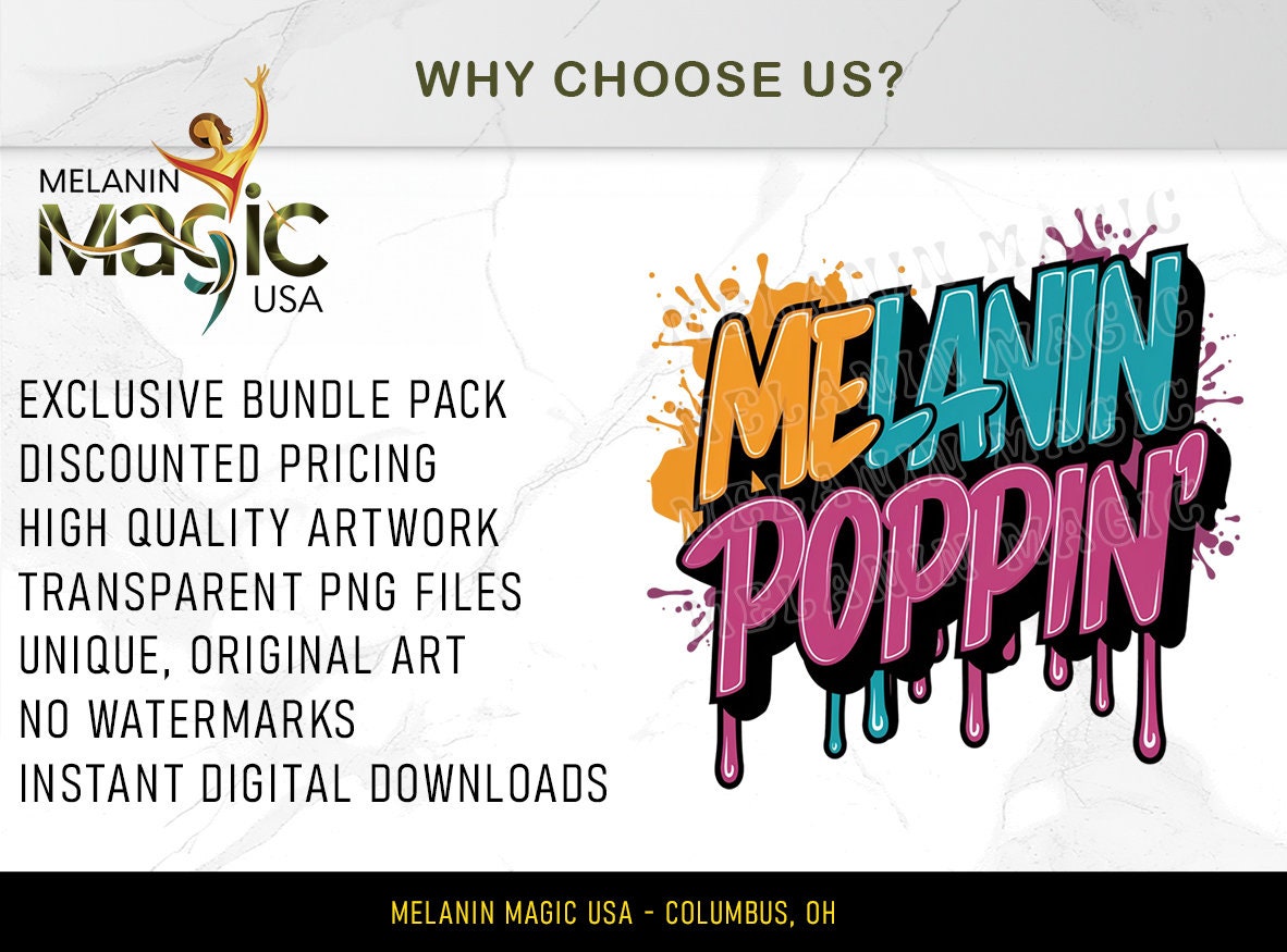 Melanin Poppin' Png Sublimation Design, Black Girl Magic Png, Melanin ...