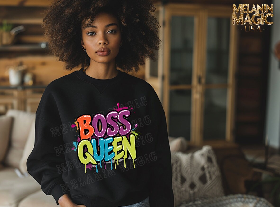 Boss Queen Png Sublimation Design, Colorful Drip Paint Png, Artistic ...