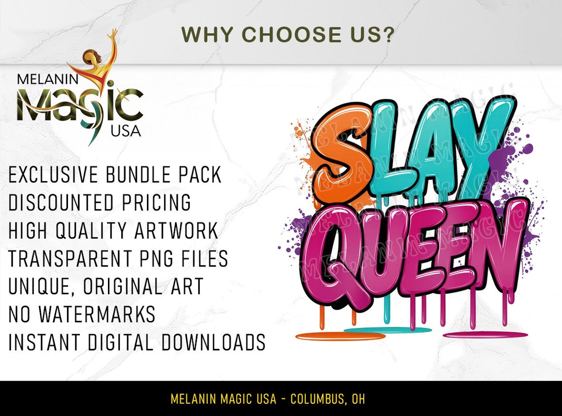 Slay Queen Png Sublimation Design, Graffiti Art, Girl Power Png ...
