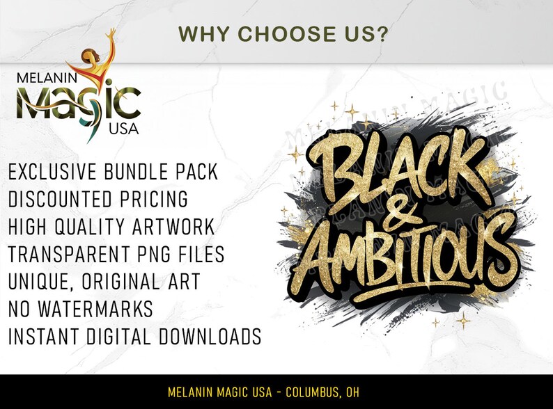 Black and Ambitious Png Sublimation Design, Black Excellence Png, Black ...