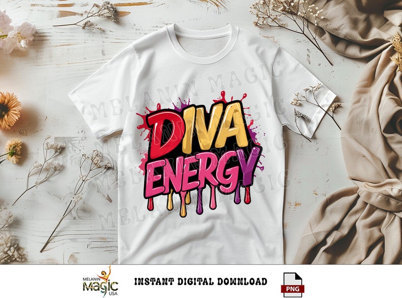 Diva Energy Png Sublimation Design, Bold Colorful Png, Glossy Dripping Letters Png, Paint ...