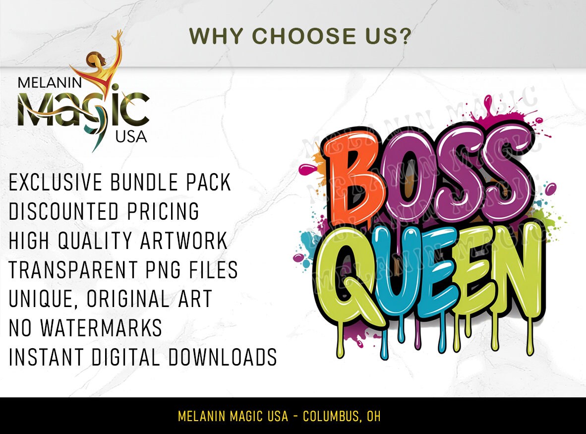 Boss Queen Png Sublimation Design, Colorful Drip Paint Png, Artistic ...