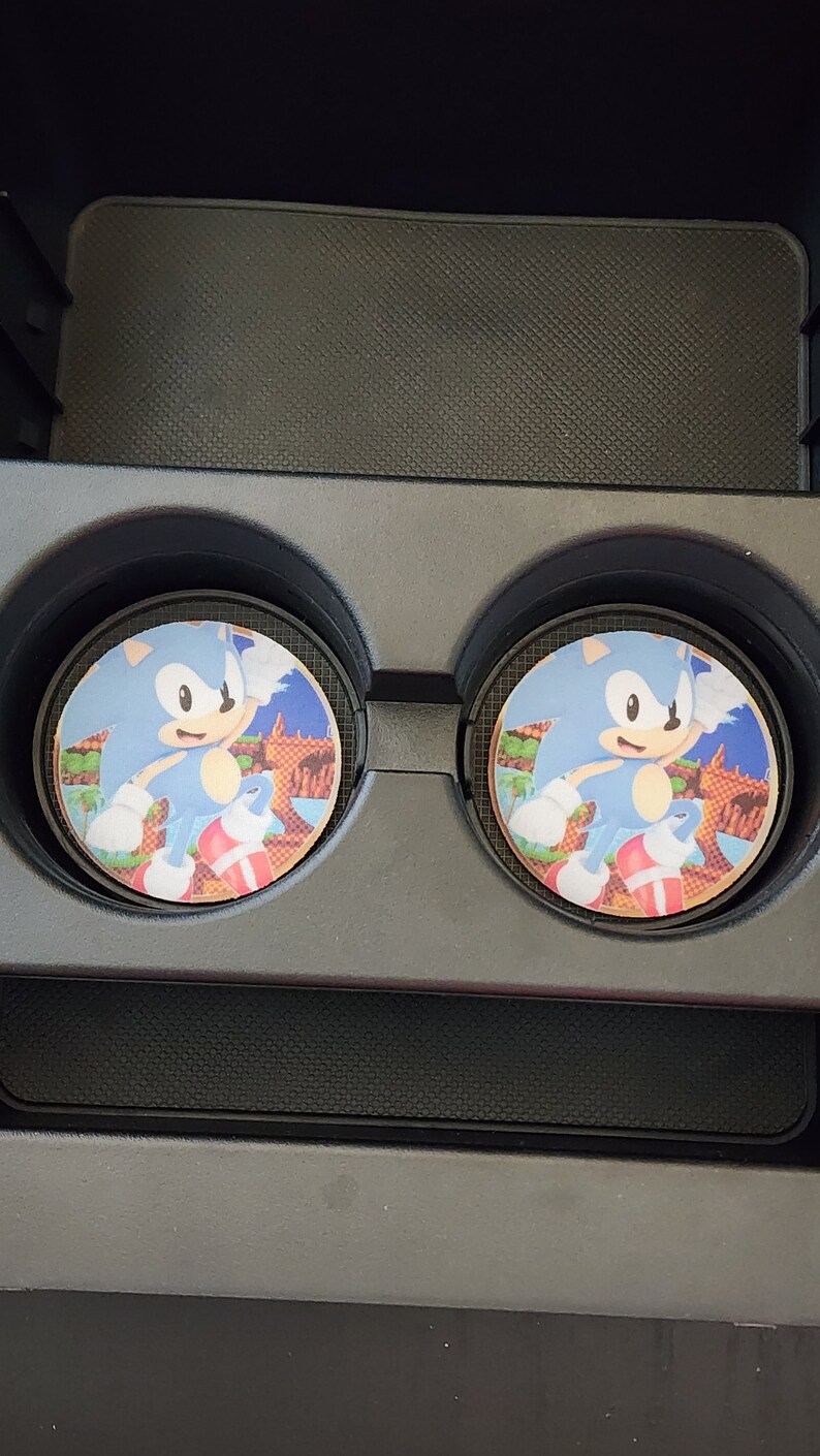 Sonic, Hedgehog, Coaster Set, Car Accessories, Car Decor, Car Coasters ...