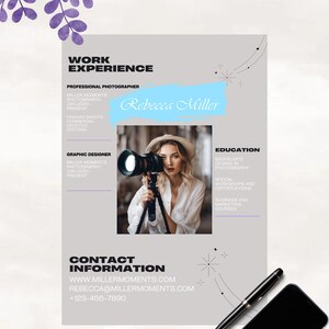 Professional Resume Template | Photo Included | Canva Editable | Cover ...