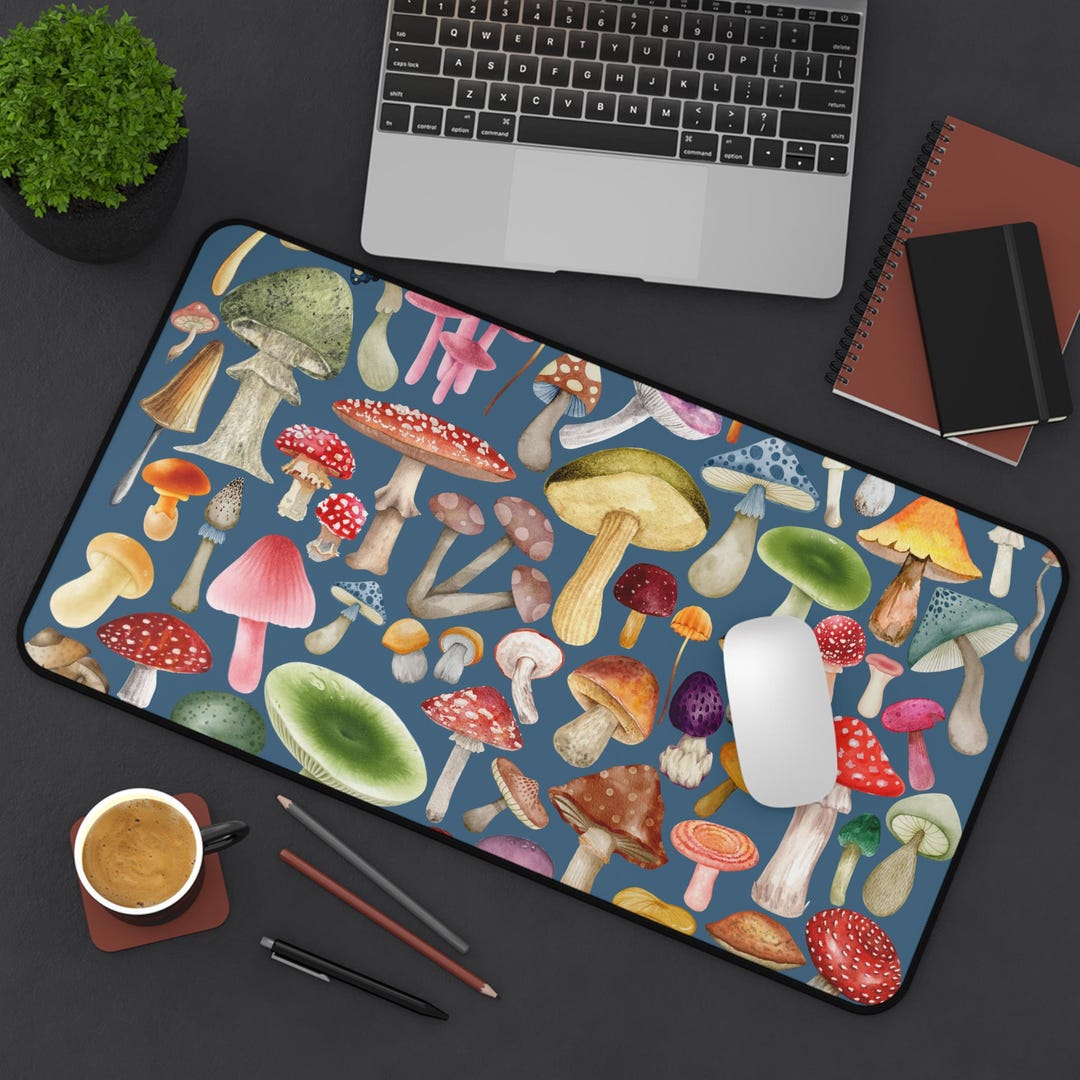 Cottagecore Mushroom Desk Mat: Bohemian Watercolor Office Decor - Etsy