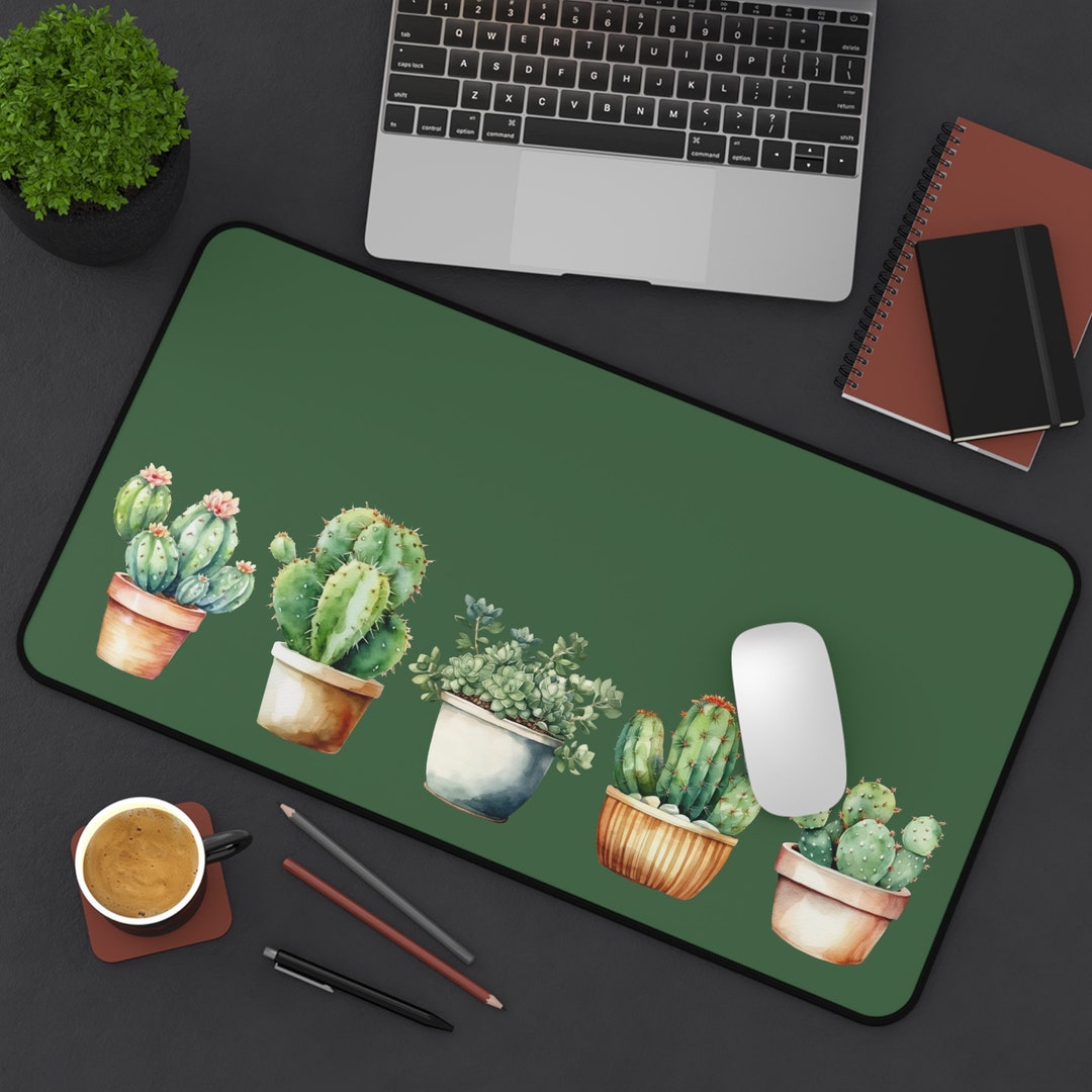 Green Desk Mat Cactus Succulents Large Mouse Pad for Plant Lovers ...