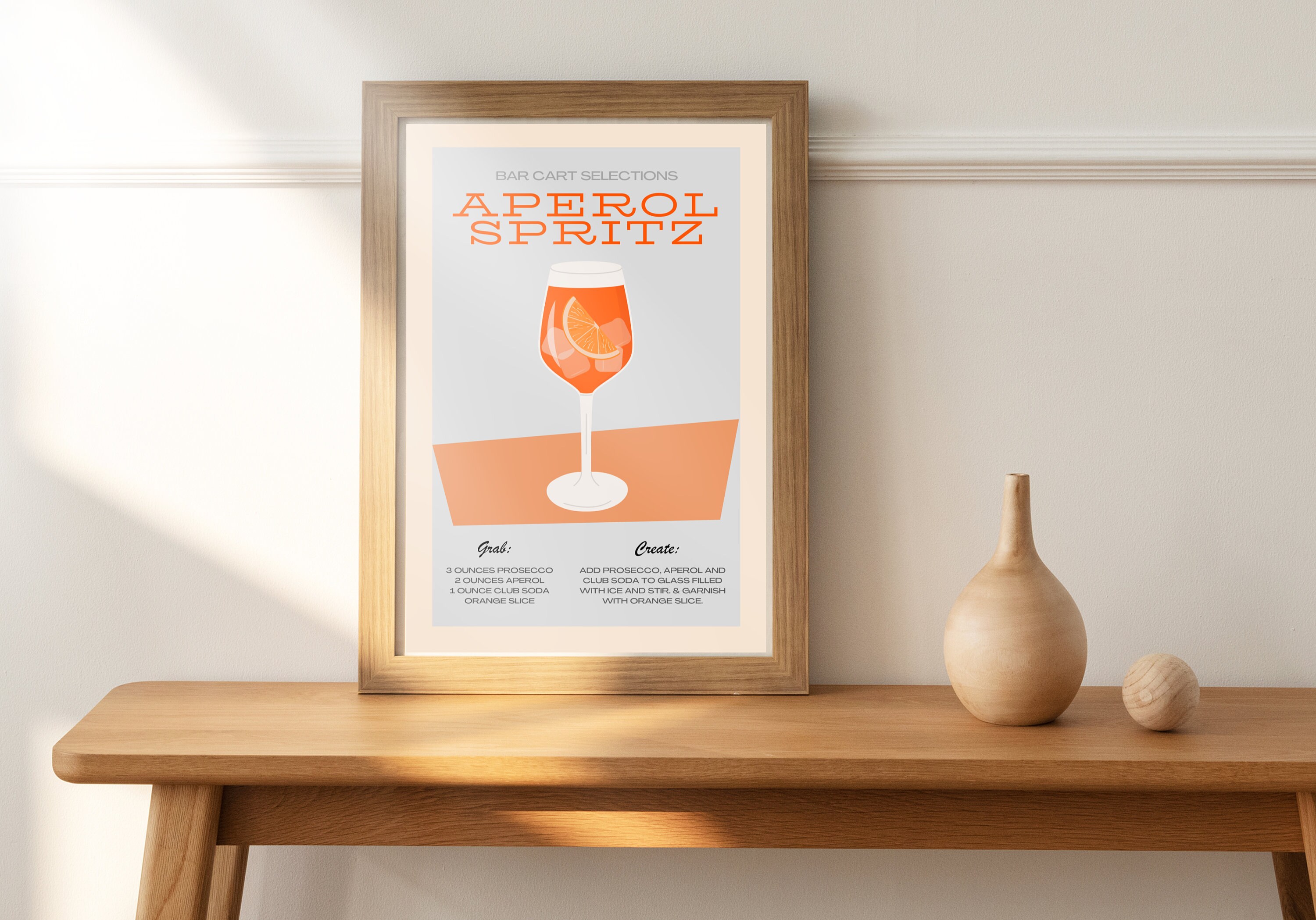 Aperol Spritz Art Print Retro Bar Art Bar Cart Decor Retro Cocktail ...