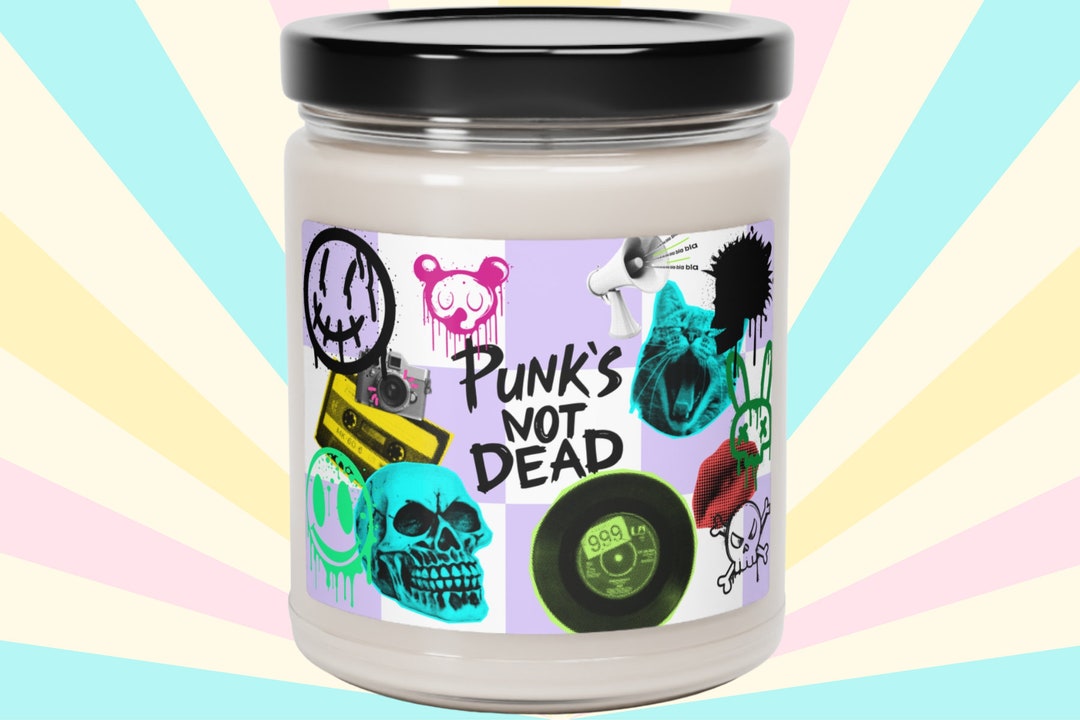 Punk Rock Aesthetic Candle Graffiti Wall Vinyl Themed Smiley Face Punks ...