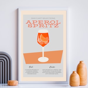 Aperol Spritz Art Print Retro Bar Art Bar Cart Decor Retro Cocktail ...