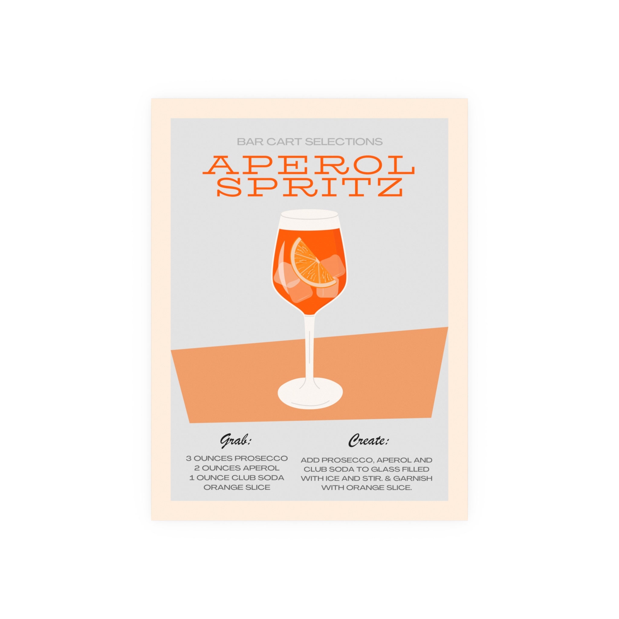 Aperol Spritz Art Print Retro Bar Art Bar Cart Decor Retro Cocktail ...
