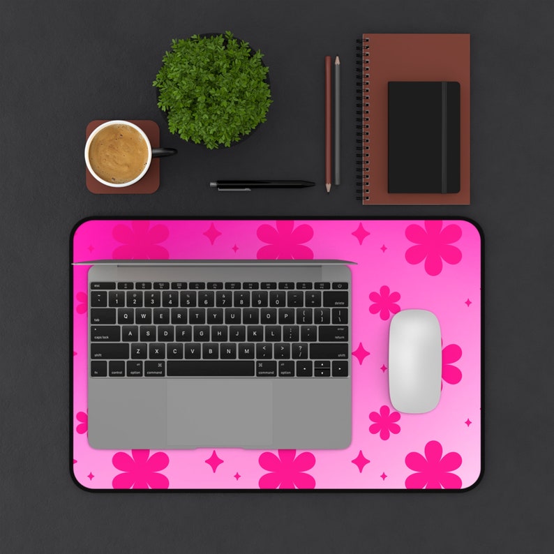 Hot Pink Desk Mat Barbiecore Deskmat Floral Desk Mat Cute Large ...
