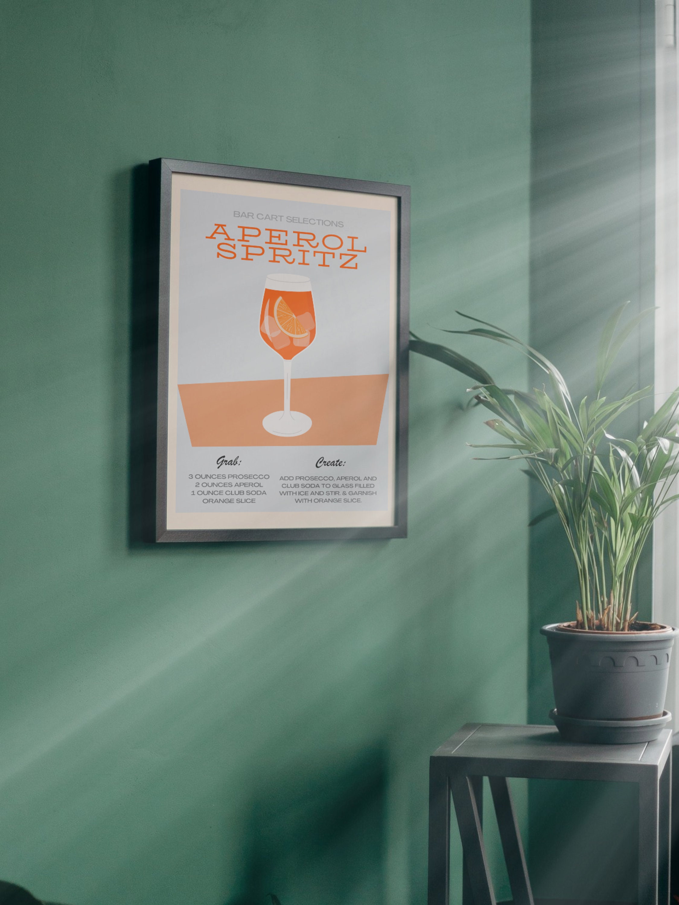 Aperol Spritz Art Print Retro Bar Art Bar Cart Decor Retro Cocktail ...