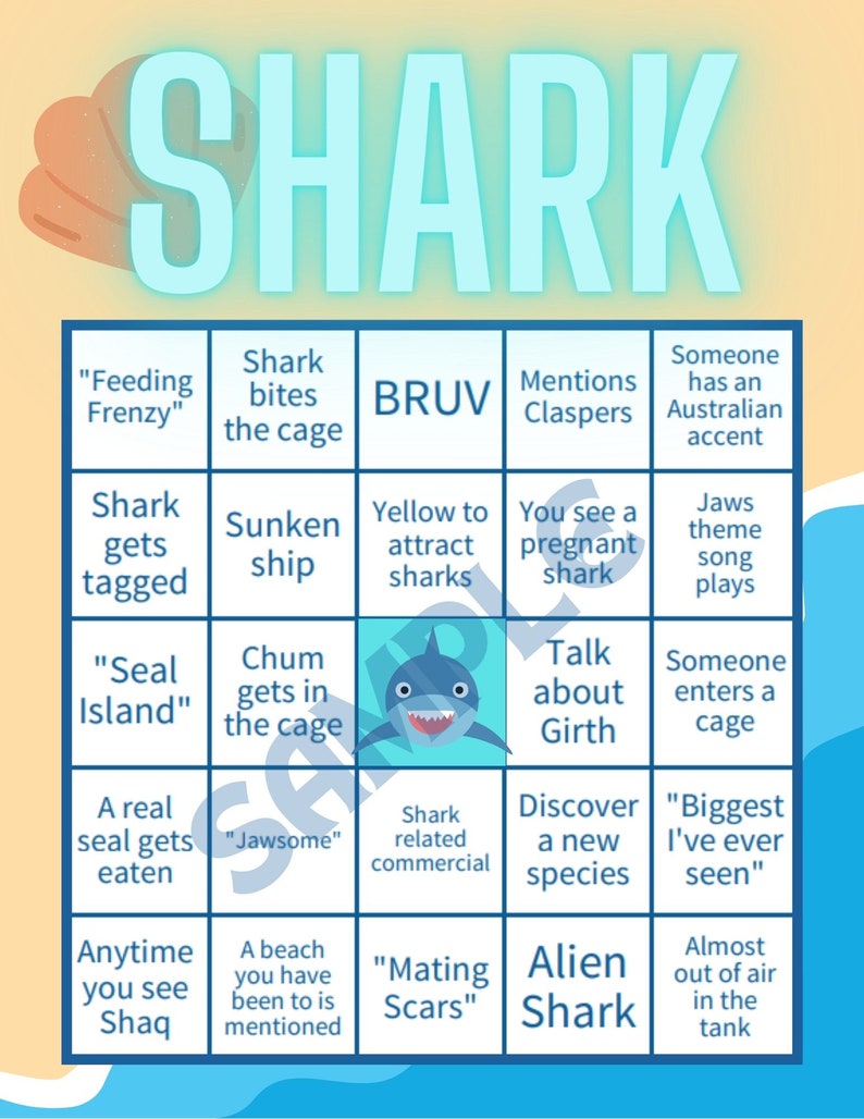 Shark Week Bingo Board - Etsy