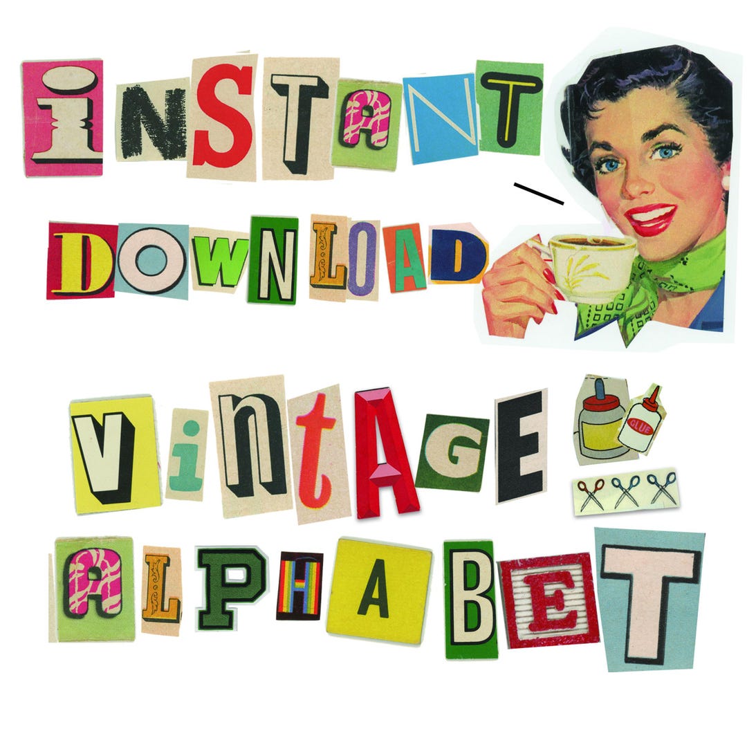 Vintage Alphabet Magazine Letters Download Clipart - Etsy