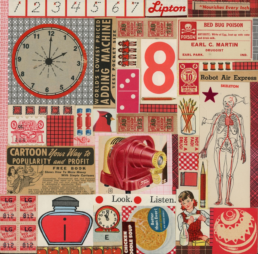 Collage Art Print // Red // Unframed - Etsy