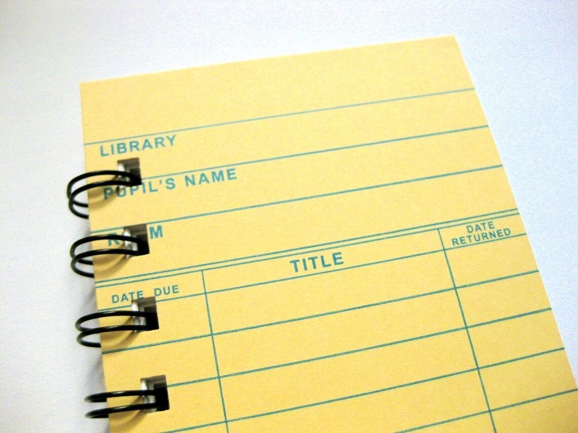 Notebook // Library Card Note Book // Teacher Gift | Etsy