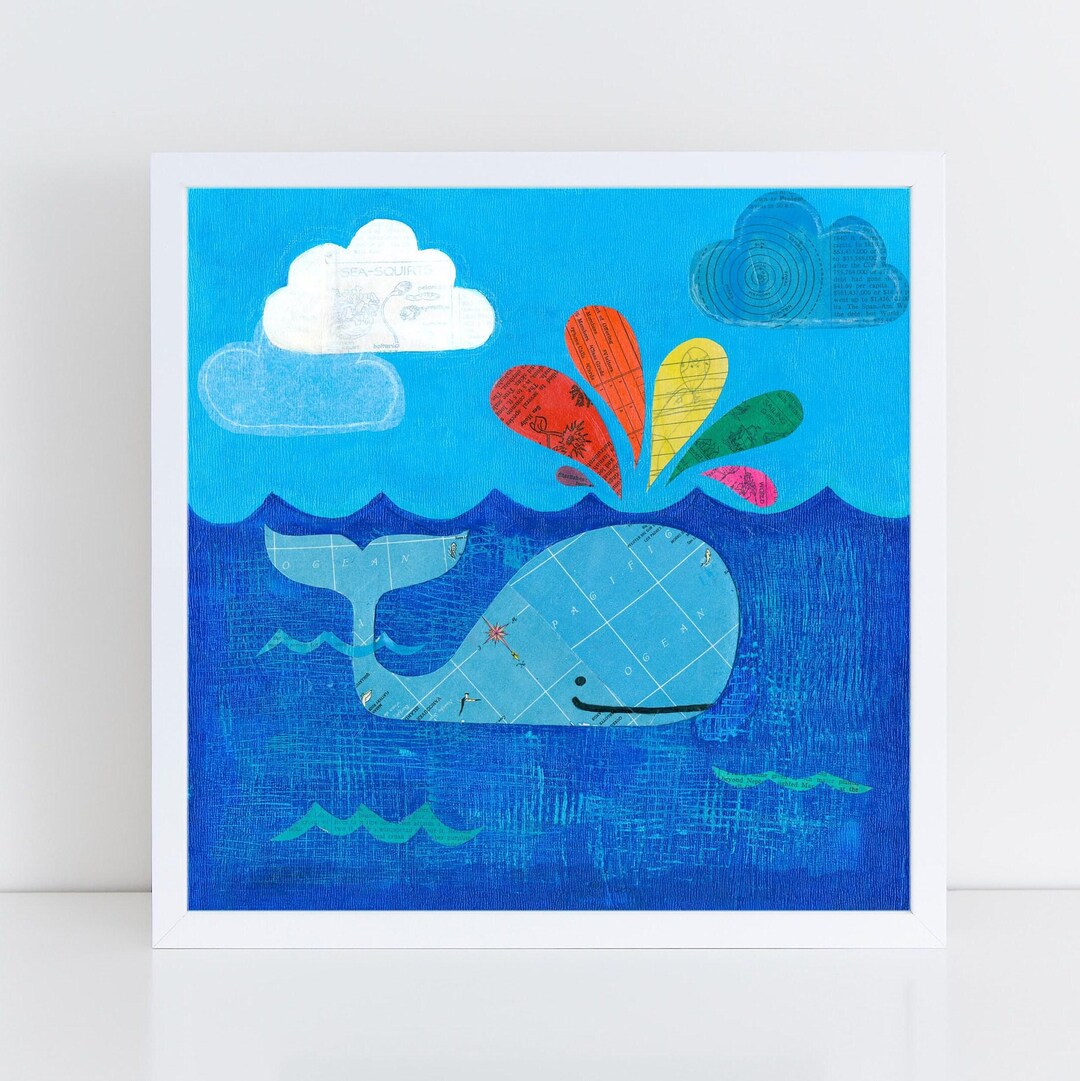 12x12″ Framed Whale Collage Art Print - Etsy