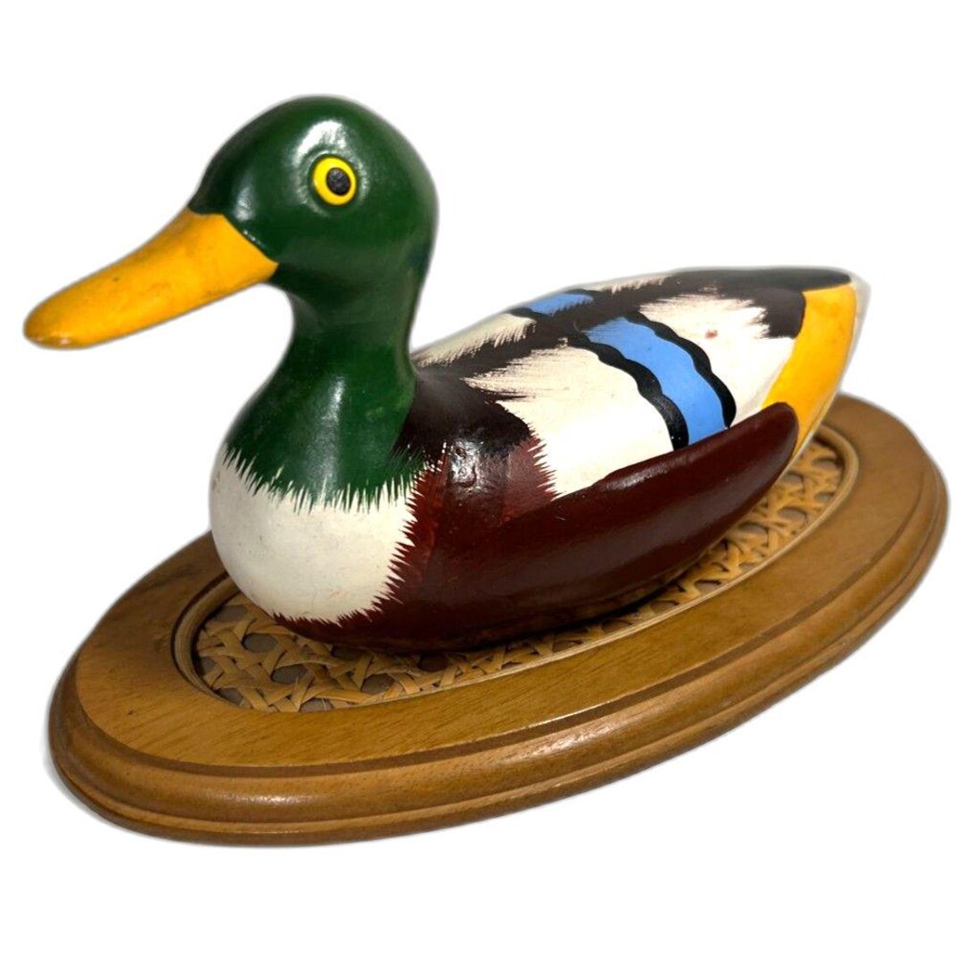Vintage Painted Wooden Duck Decoy Decor Accent Sculpture 1970s Natural ...
