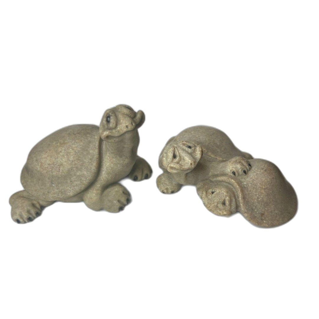 2 Quarry Critters Thurman Trick & Treat Tortoise Turtle Rock Sculptures ...