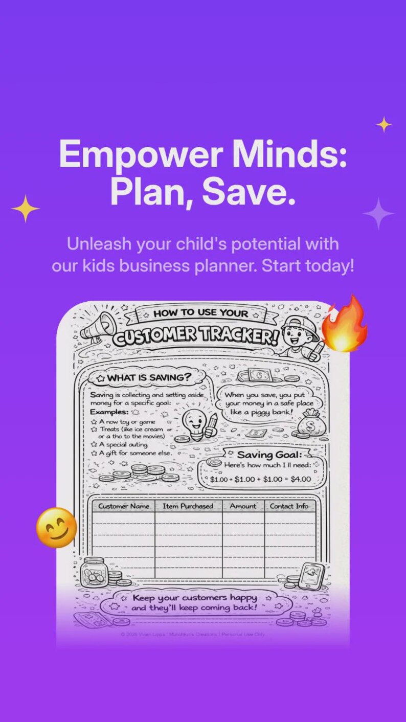 Kids Business Planner Printable | Entrepreneur Workbook, Goal Tracker ...