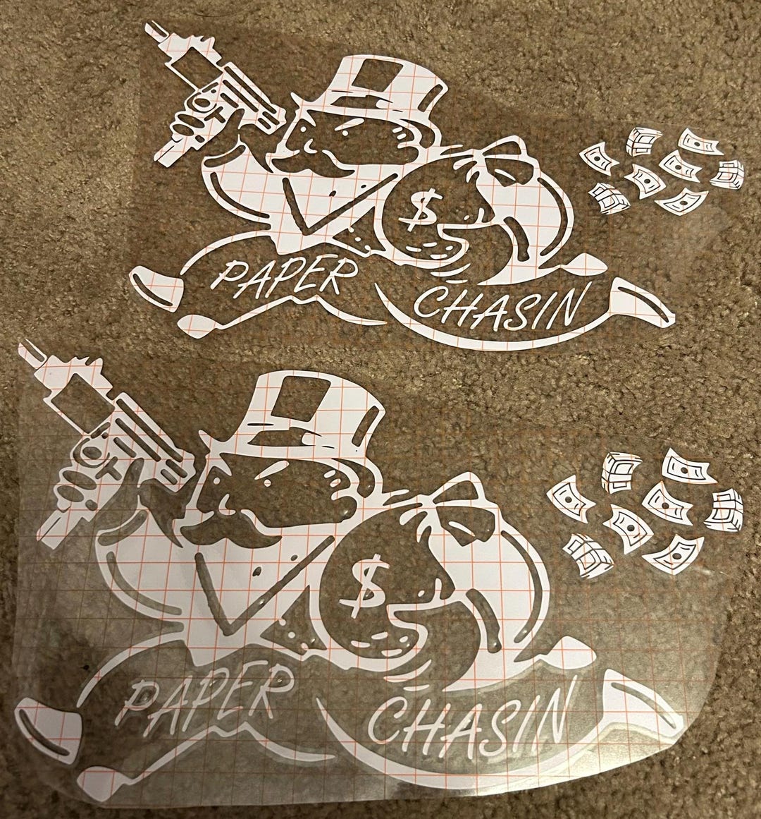 Paper Chasing Monopoly Guy Decal - Decal for Cars, Laptop, Vehicle ...