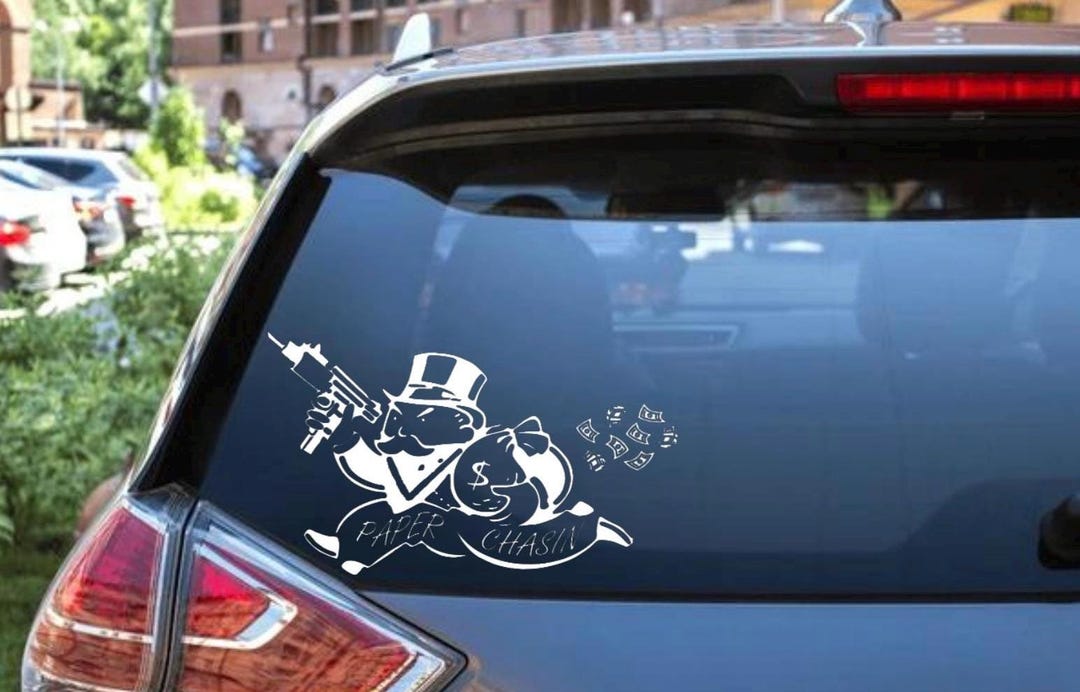Paper Chasing Monopoly Guy Decal Decal for Cars, Laptop, Vehicle ...