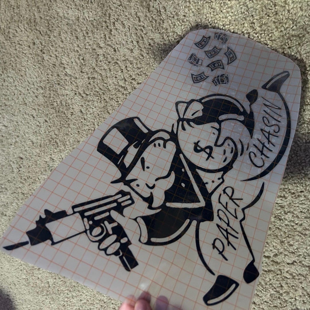 Paper Chasing Monopoly Guy Decal - Decal for Cars, Laptop, Vehicle ...