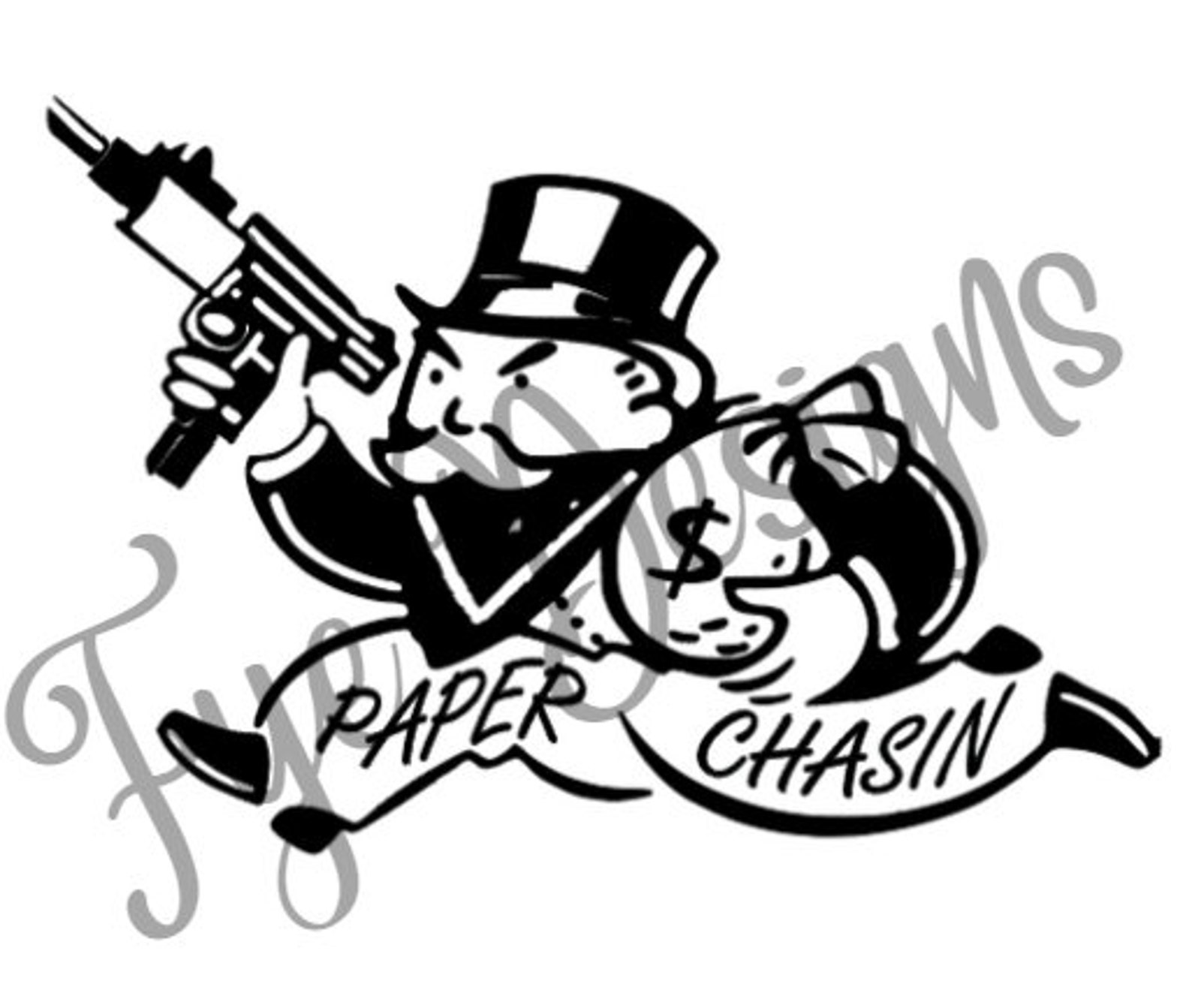 Paper Chasing Monopoly Guy Decal - Decal for Cars, Laptop, Vehicle ...