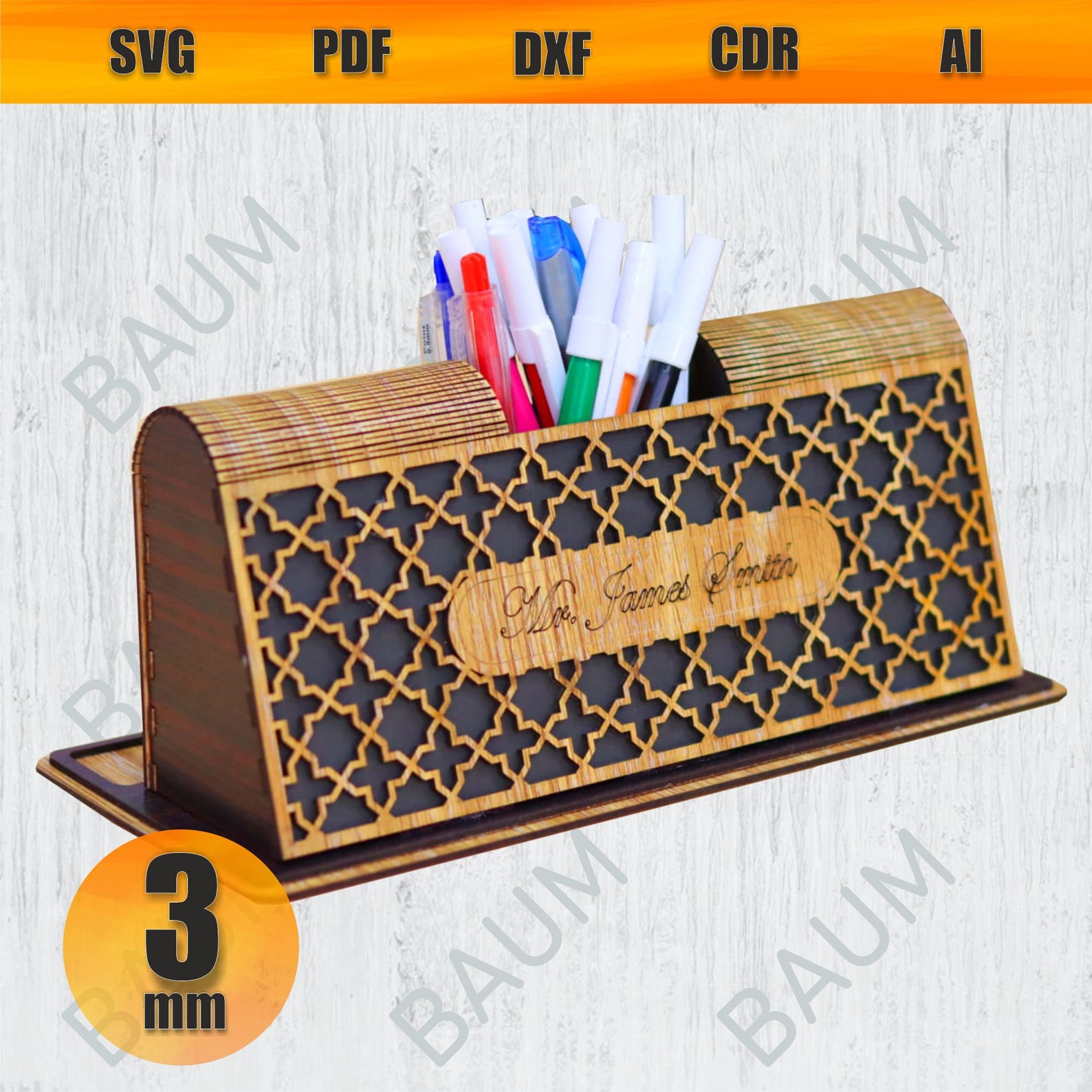 Personalized 3D Desk Organizer Svg Bundle, Pen Holder, Vector Files ...