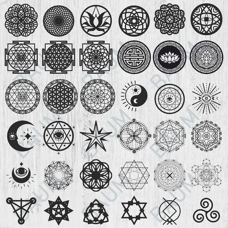 Sacred Geometry Bundle, 108 Sacred Symbols, Vector File, Svg Ai Cdr Dxf ...