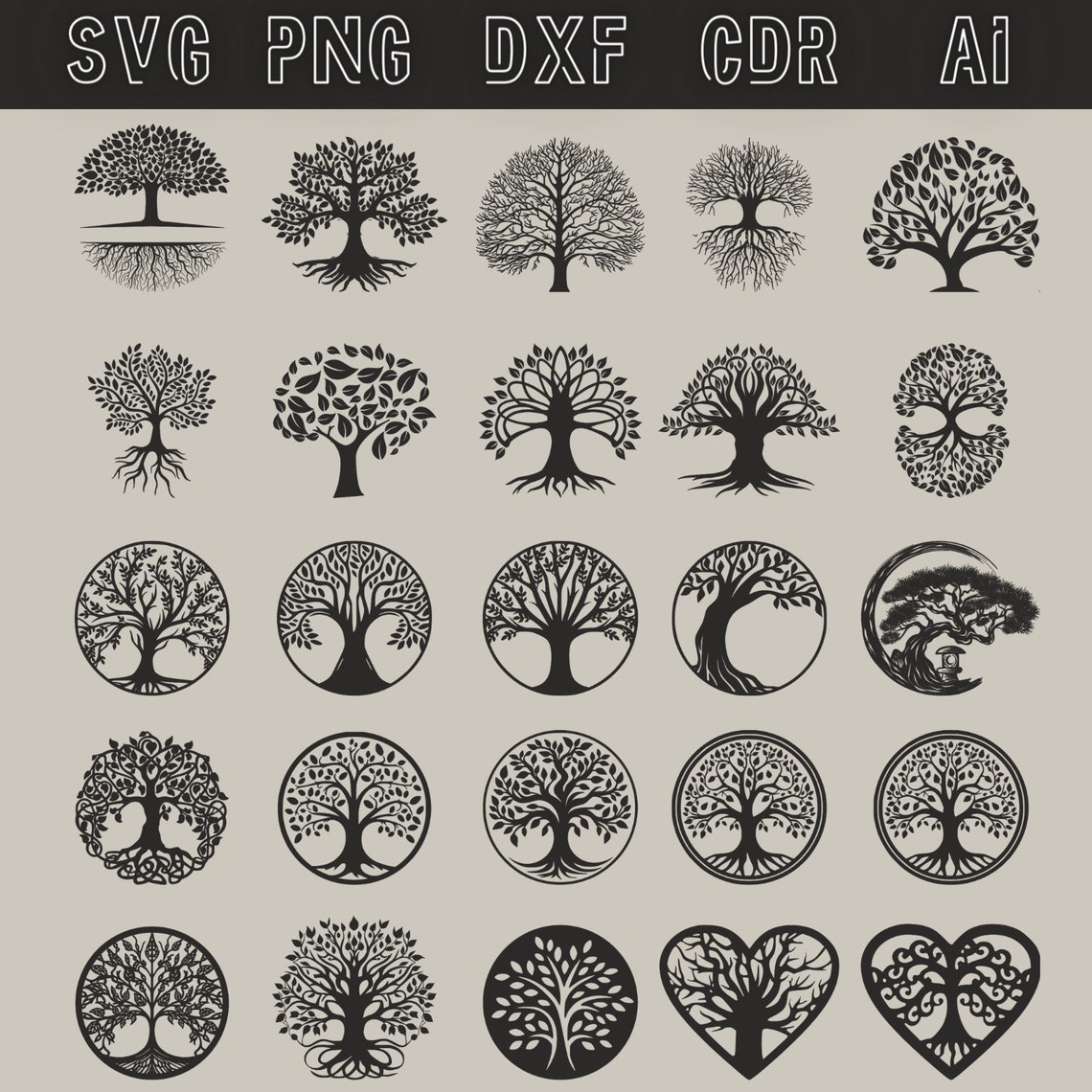 Tree of Life SVG Bundle, Yoga Chakra Symbol, Svg Ai Cdr Dxf Png, Ready ...