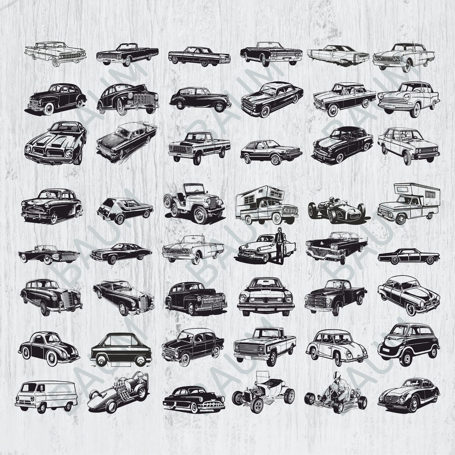 Cars Svg Bundle, Classic Cars, Vector Files, Svg Ai Cdr Dxf Png, Ready ...
