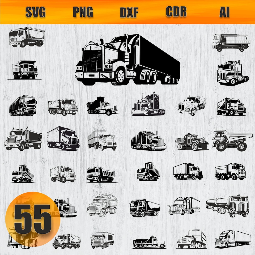 Truck Bundle, Truck Symbols, Vector Files, Svg Ai Cdr Dxf Png, Ready to ...