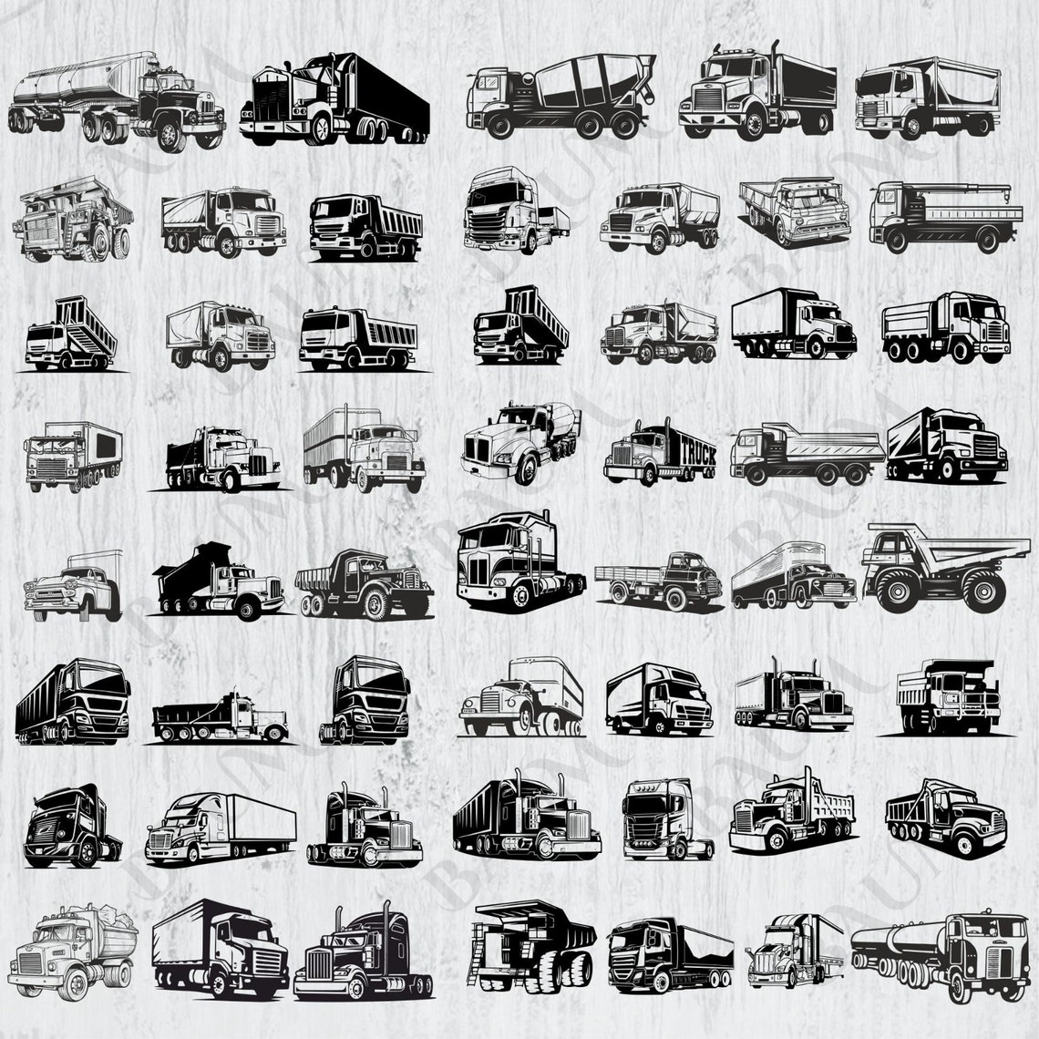 Truck Bundle, Truck Symbols, Vector Files, Svg Ai Cdr Dxf Png, Ready to ...