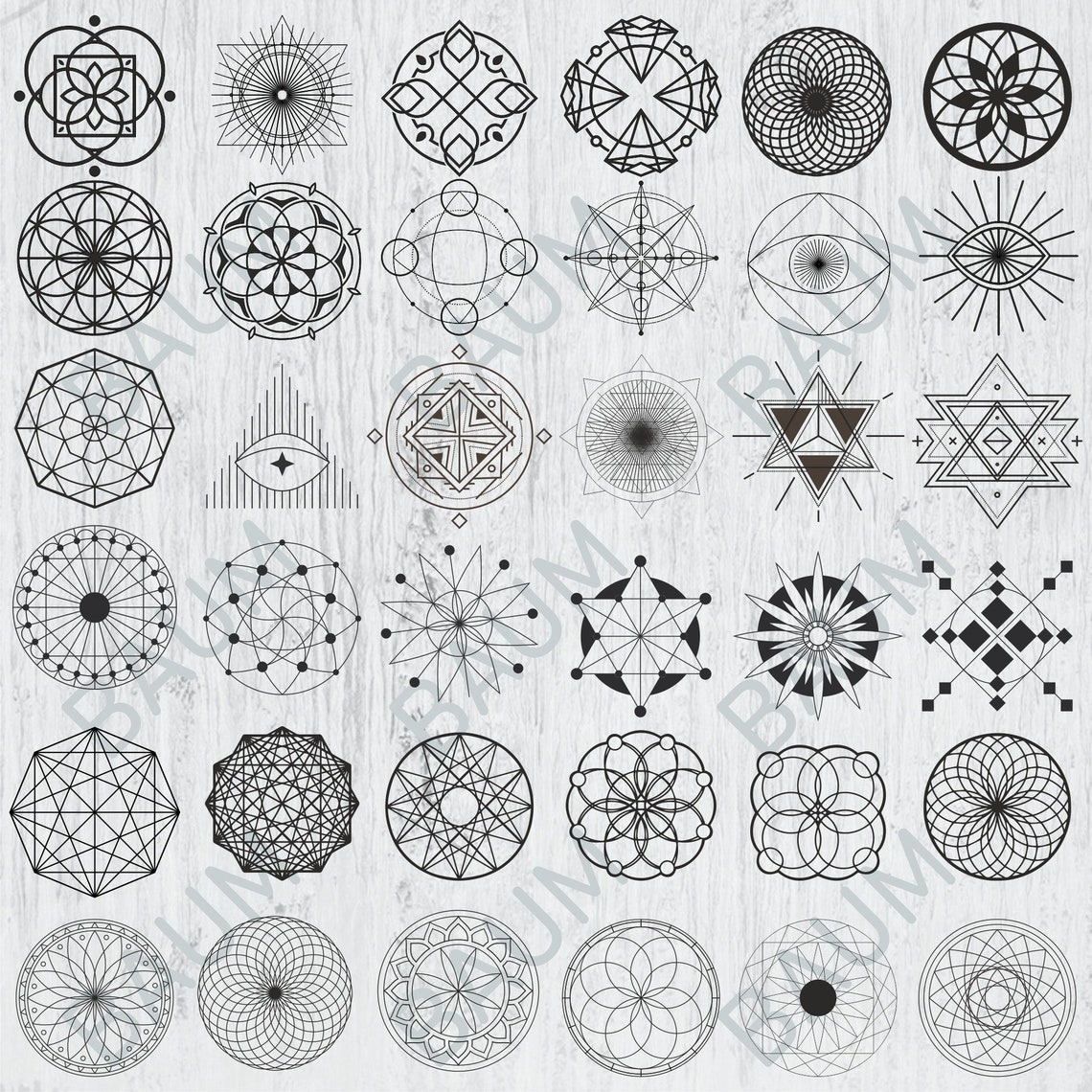 Sacred Geometry Bundle, 108 Sacred Symbols, Vector File, Svg Ai Cdr Dxf ...