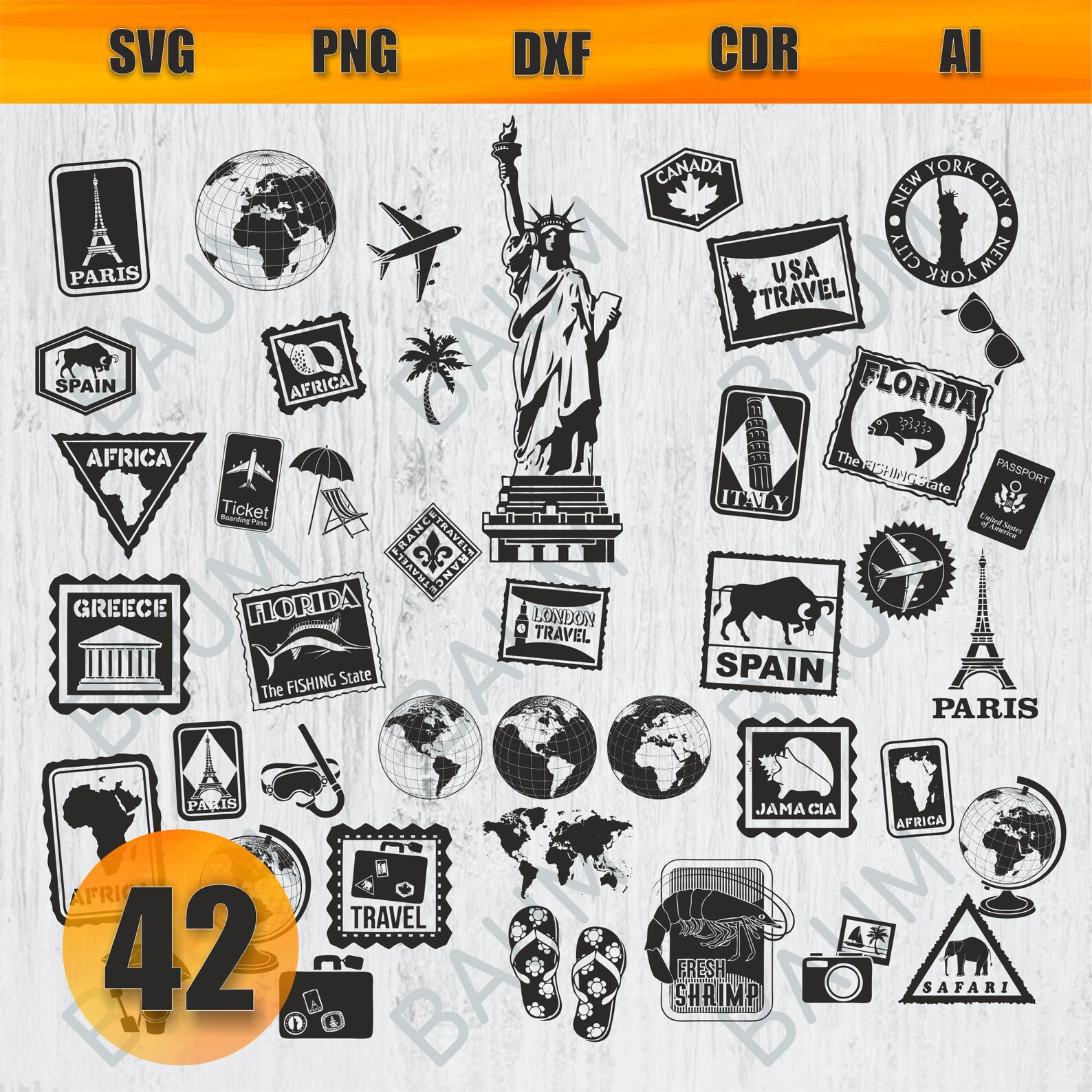 Travel SVG Bundle, Travel Clipart, Plane Clipart, Ticket Svg, Vector ...