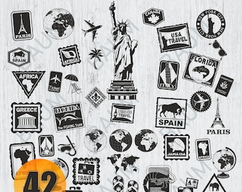 Travel SVG Bundle, Vector Files, .png, .svg, .dxf, .cdr, .ai, Ready to ...