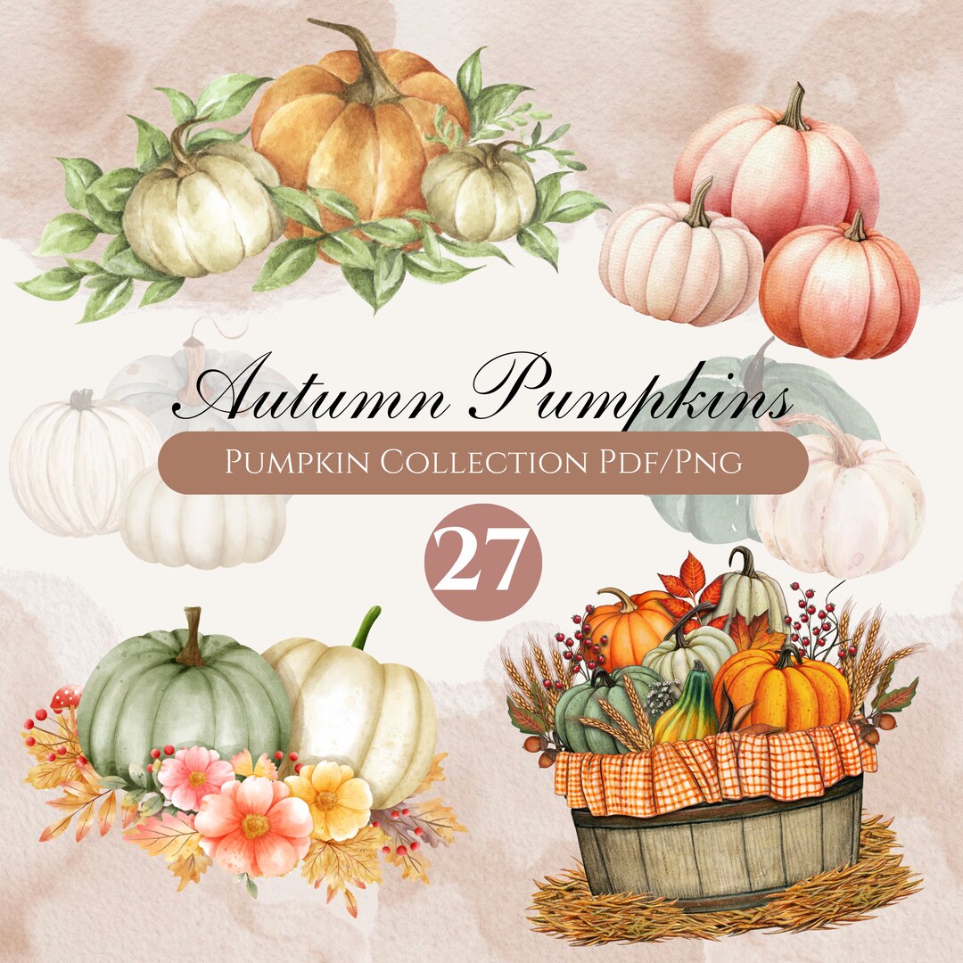 Autumn Pumpkin Clipart, Pumpkins Bundle, Fall Pumpkin Png, Pumpkin ...