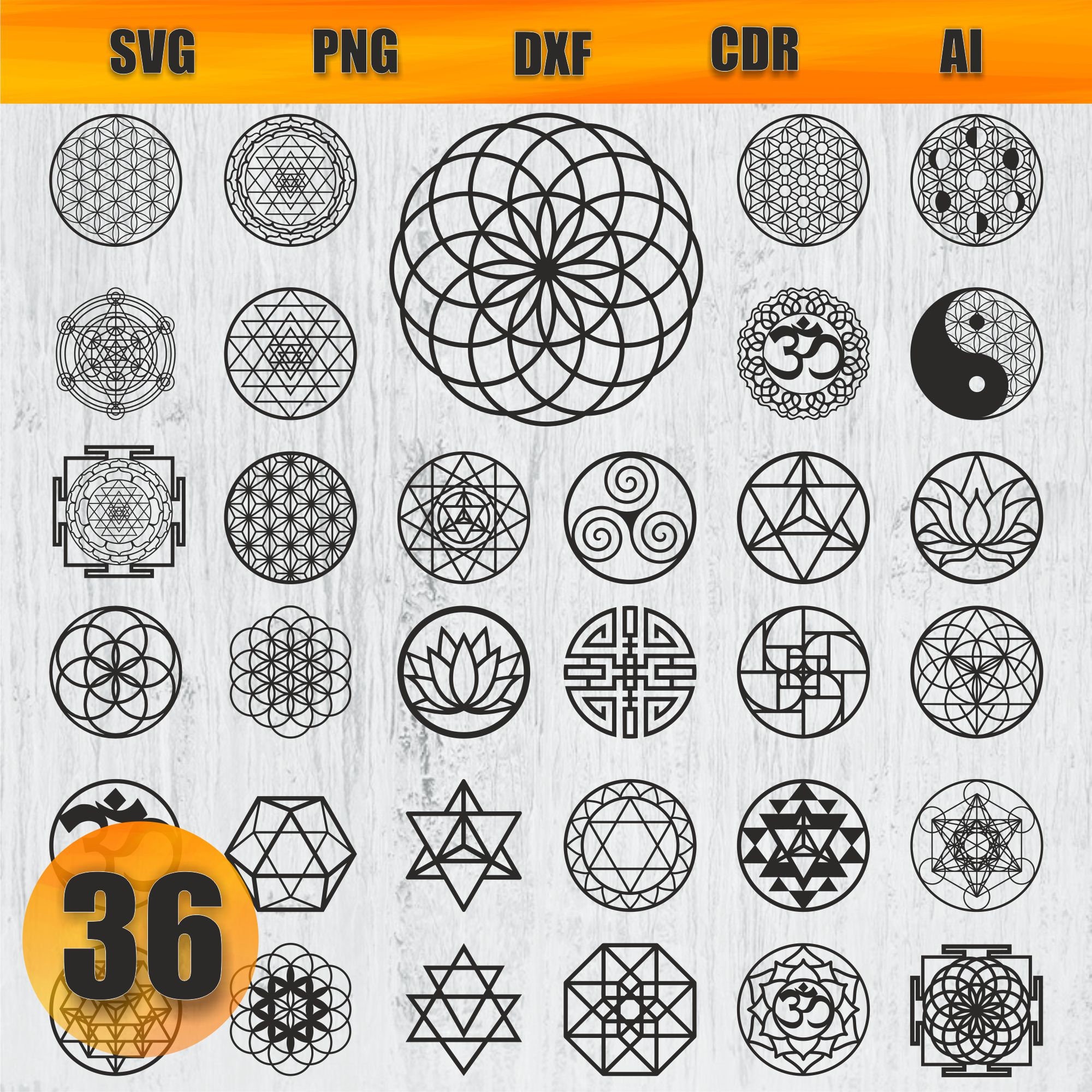 Sacred Geometry Bundle, Sacred Symbols, Vector Files, Svg Ai Cdr Dxf ...